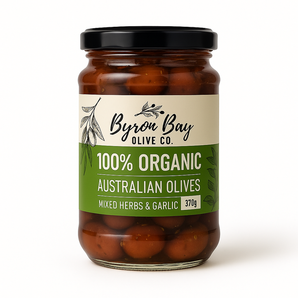 Organic Australian Mixed Olives / Herbs & Garlic – Byron Bay Olive Co.